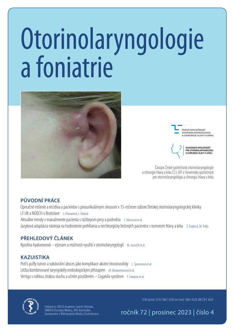 Surgical treatment and recurrence of preauricular... | proLékaře.cz